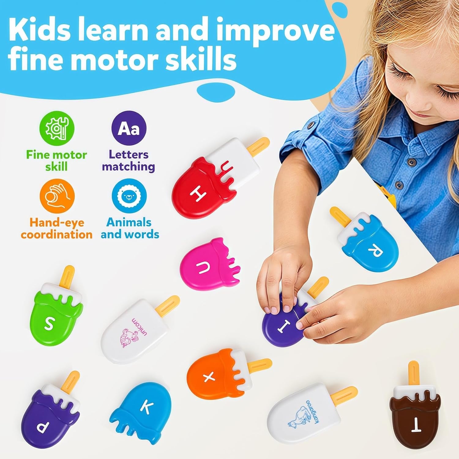 Buy Ice Cream Letter Matching and Color Sorting for Toddler 26 pieces ...